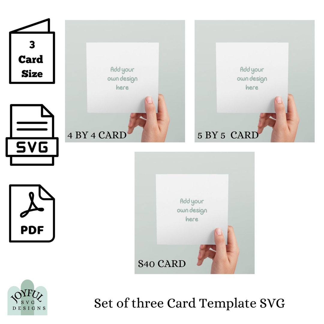 Set of 3 Square Card Template SVG, Card Template Svg, DIY Card Template ...