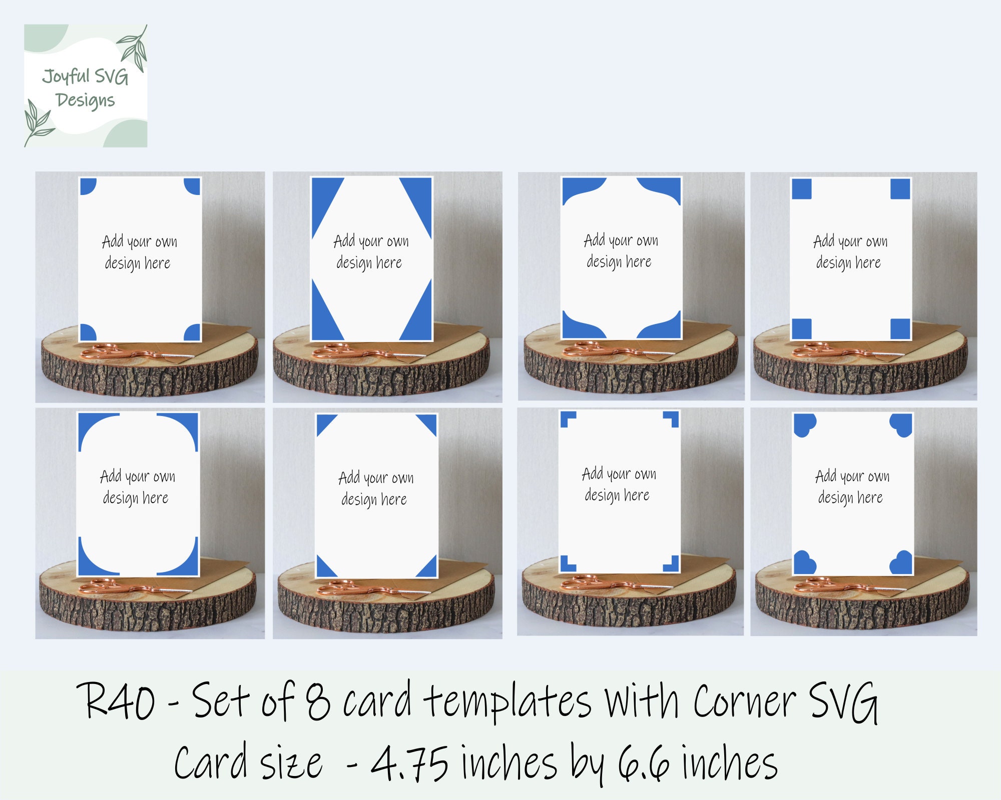 SVG: Set of 8 R40 Insert Card Template With Corners SVG, DIY Card Template , Cricut Cards, Make ...