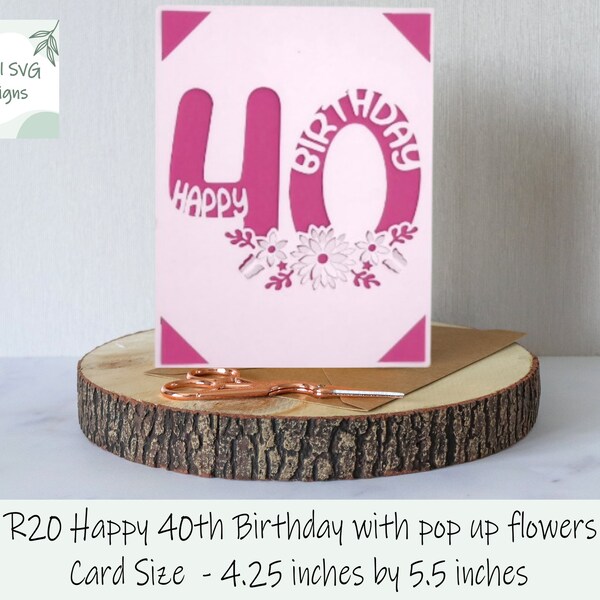 40th Birthday Pop up Card Svg - Etsy
