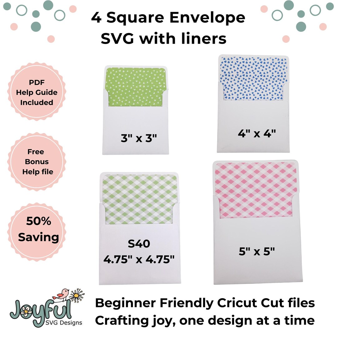 Square Envelope SVG Bundle, 3x3, 4x4, 5x5 & S40 Envelopes With Liners ...