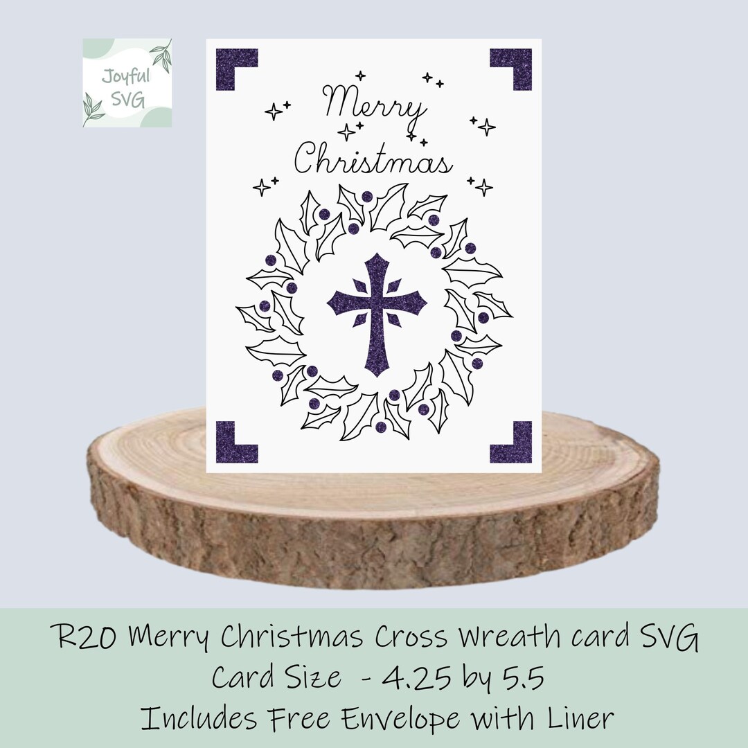 SVG: Merry Christmas Cross Christmas Card SVG Cricut Insert - Etsy