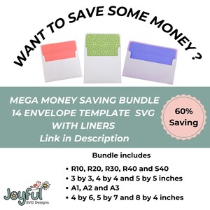 Square Envelope SVG Bundle, 3x3, 4x4, 5x5 & S40 Envelopes With Liners ...