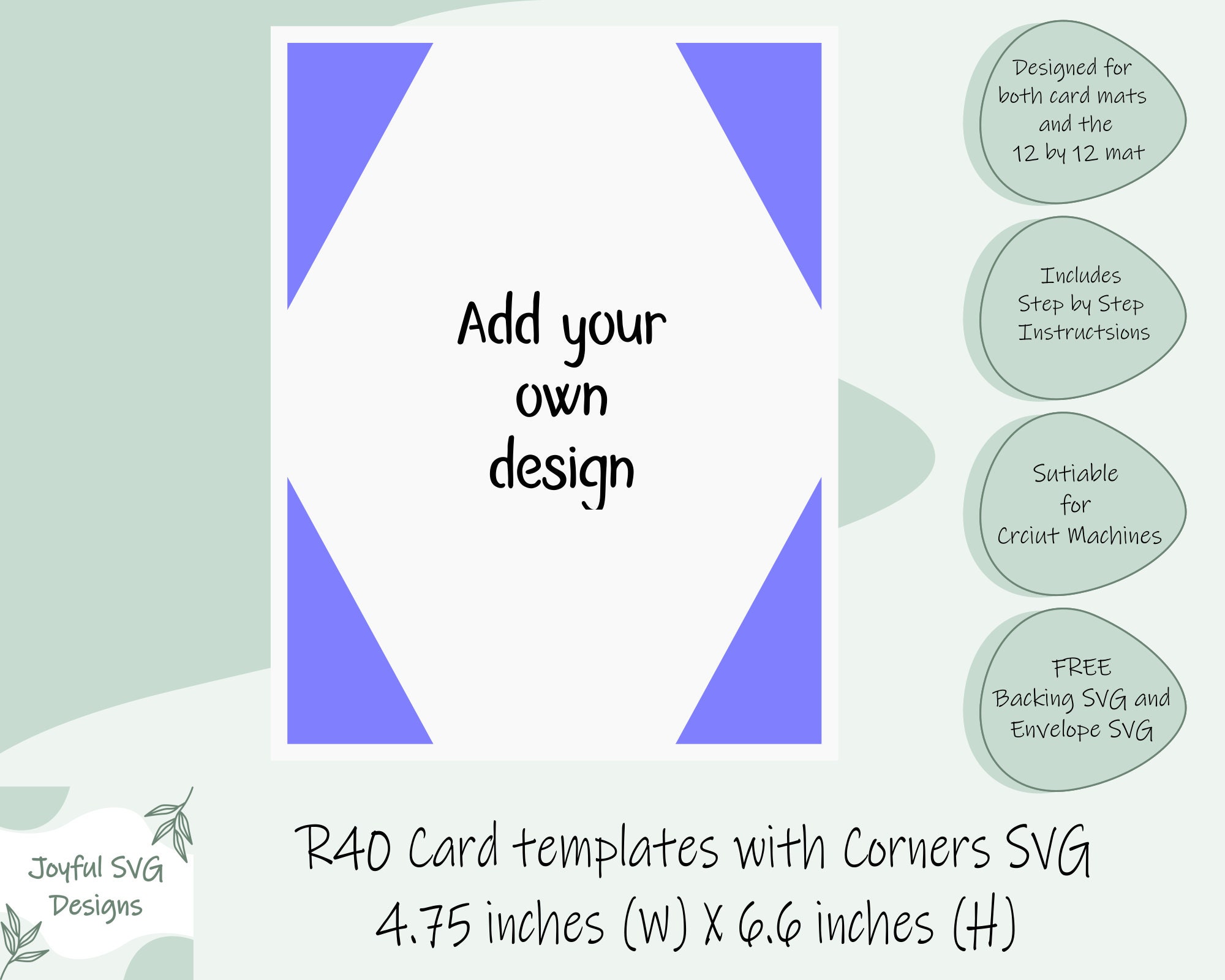 SVG: Set of 8 R40 Insert Card Template With Corners SVG, DIY Card ...