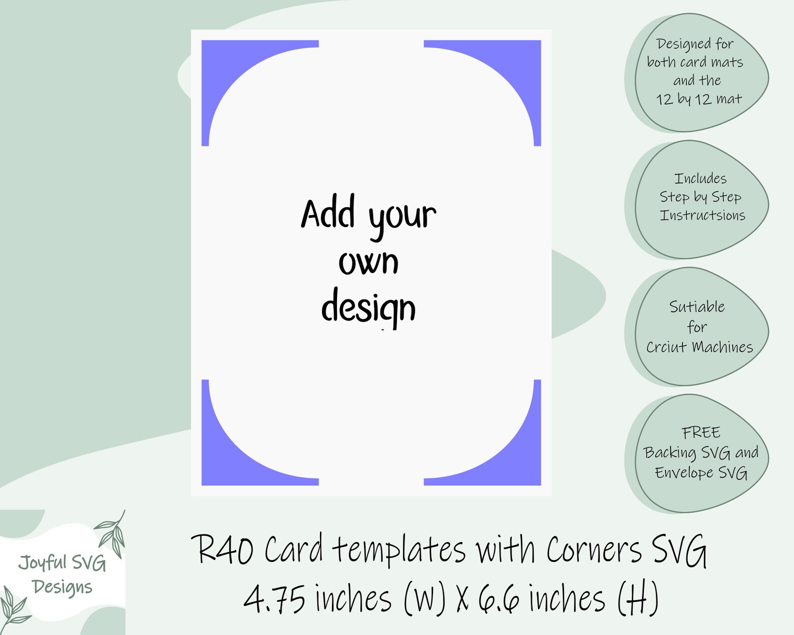 SVG: Set of 8 R40 Insert Card Template With Corners SVG, DIY Card ...