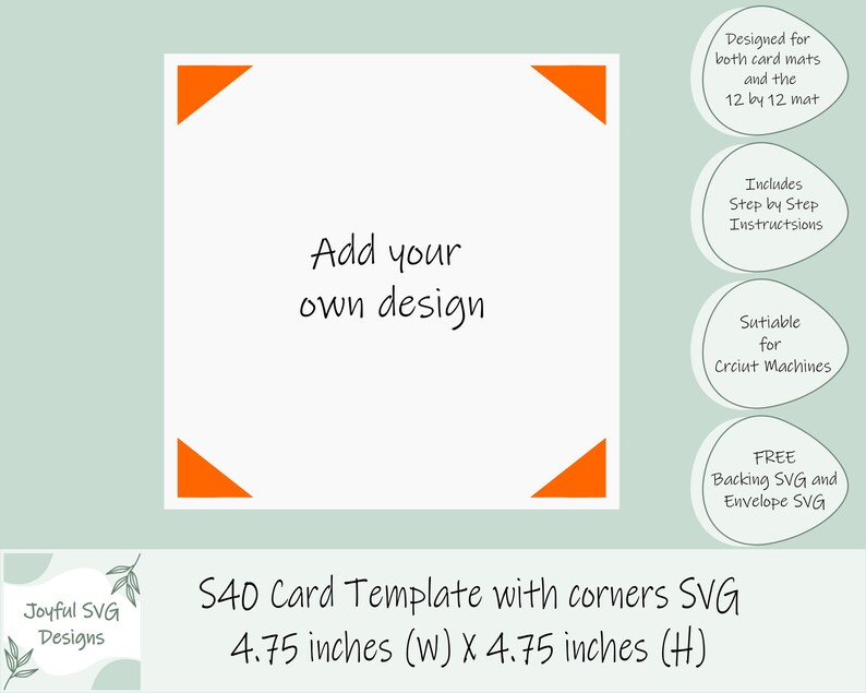 SVG: S40 Insert Card Corners Template SVG, DIY Card Template, 4.75 ...