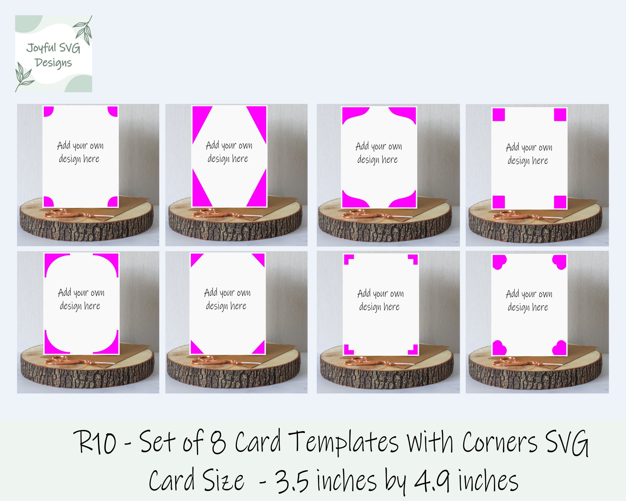 SVG: Set of 8 R10 Insert Card Template With Corners SVG, DIY Card ...