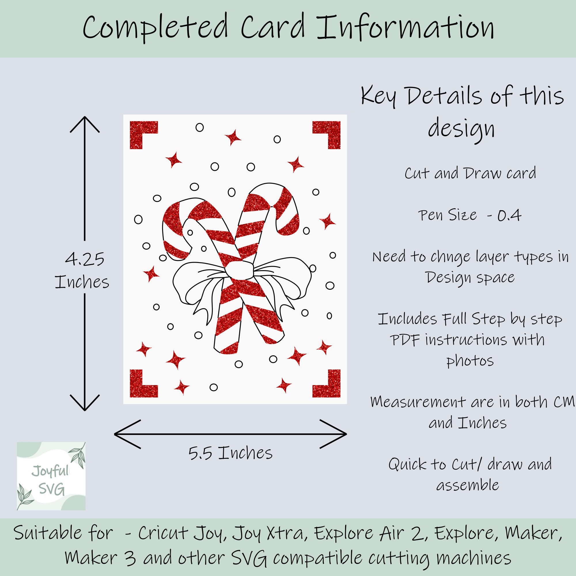 SVG: Candy Cane Christmas Card SVG, Cricut Insert Card, Christmas Card ...