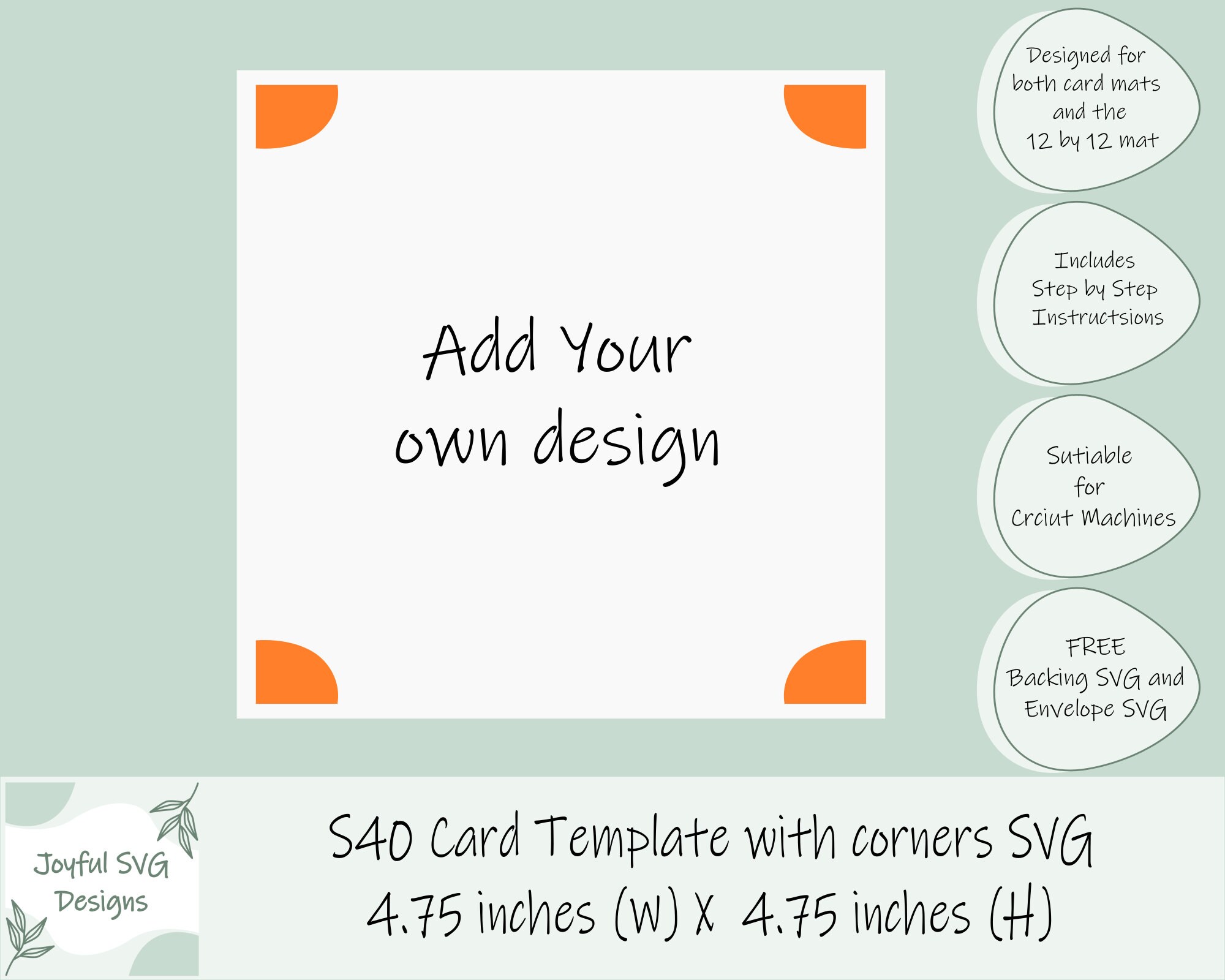 SVG: S40 Insert Card Corners Template SVG, DIY Card Template, 4.75 ...