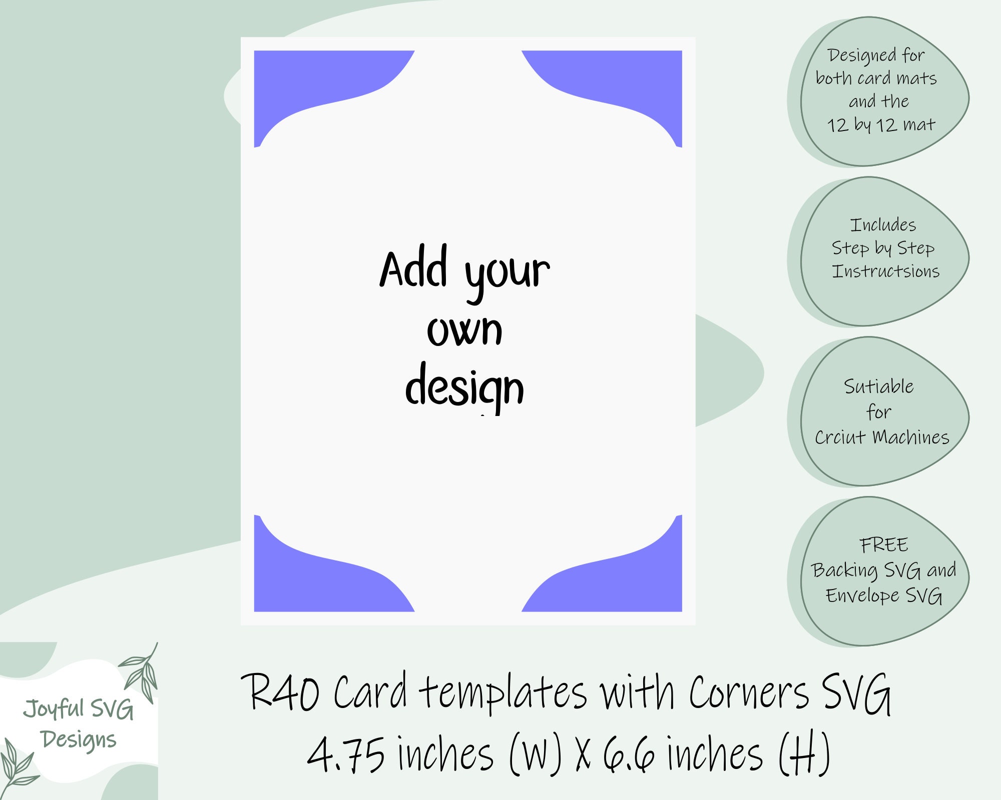 SVG: R40 Card Template With Corners SVG, DIY Card Template, 4.75 Inches by 6.6 Inches, Cricut ...