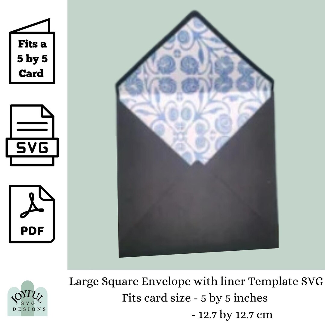 Square Envelope Template SVG Suitable for 5 by 5 Cards. Envelope With ...