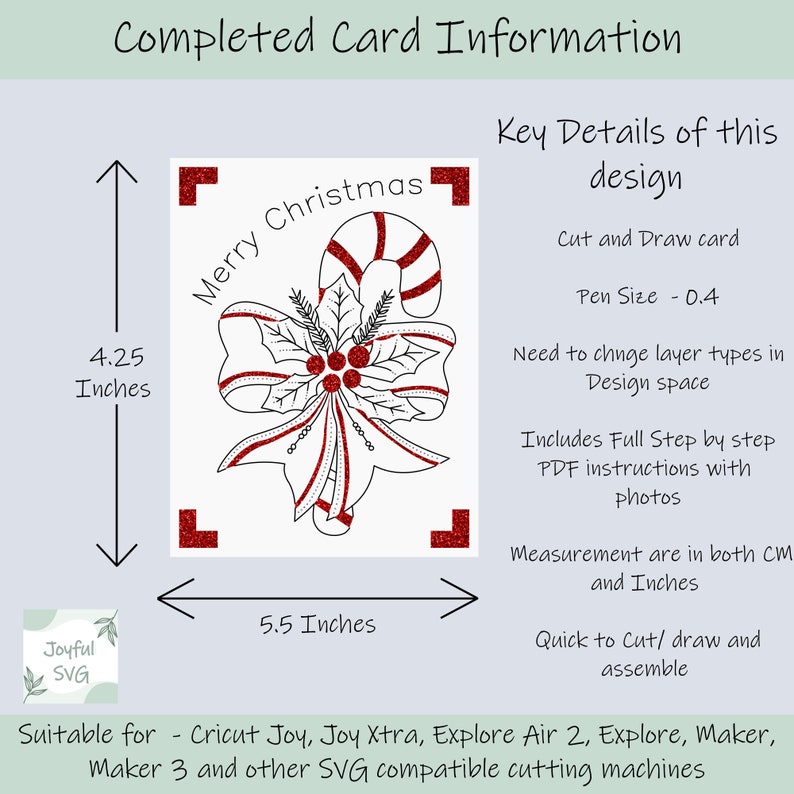 SVG: Candy Cane DIY Christmas Card Cricut Insert Card - Etsy