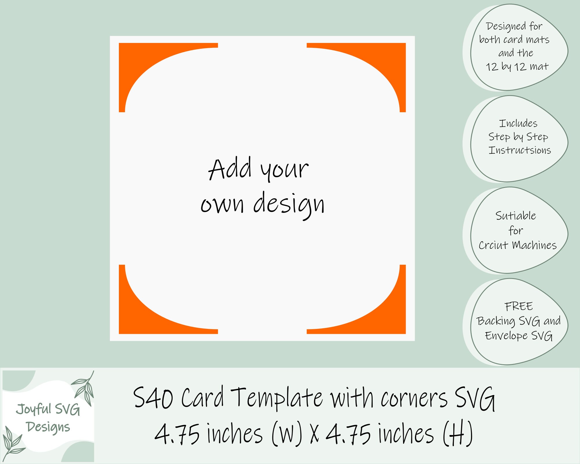 SVG: S40 Insert Card Corners Template SVG, DIY Card Template, 4.75 ...