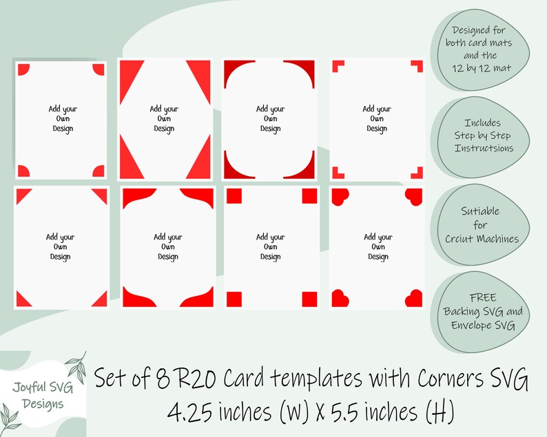 SVG: Set of 8 Insert Card Template With Corners SVG, DIY Card Template ...