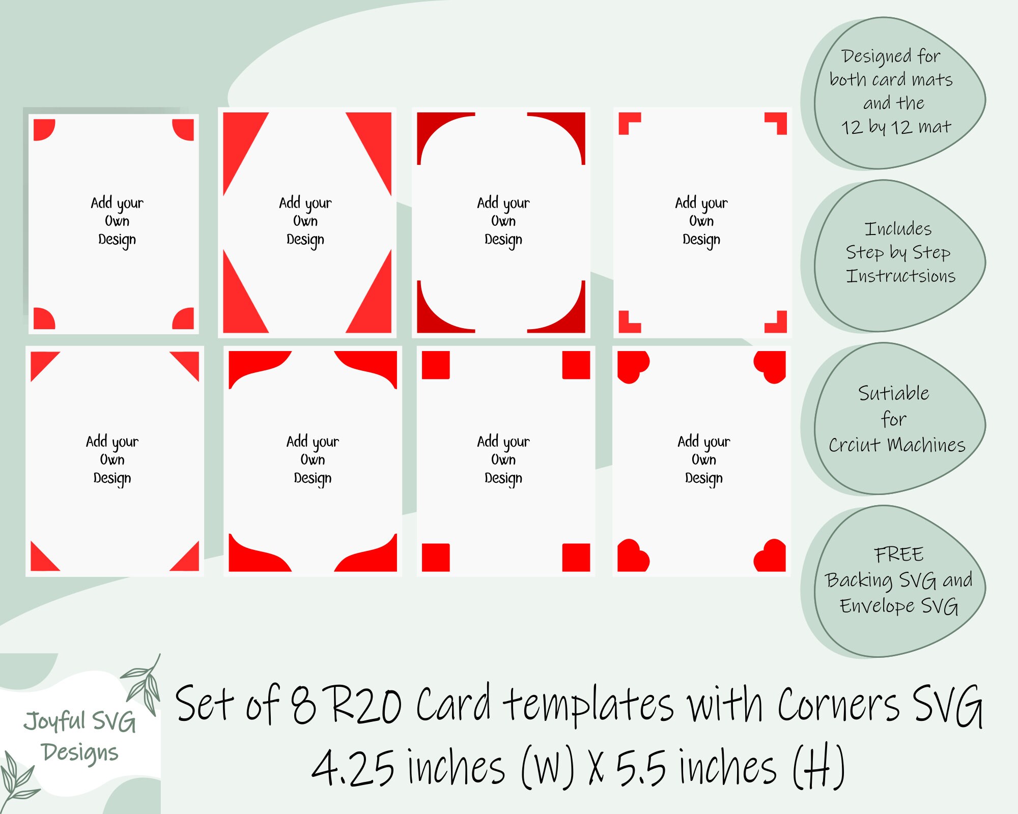 SVG: Set of 8 Insert Card Template With Corners SVG, DIY Card Template ...