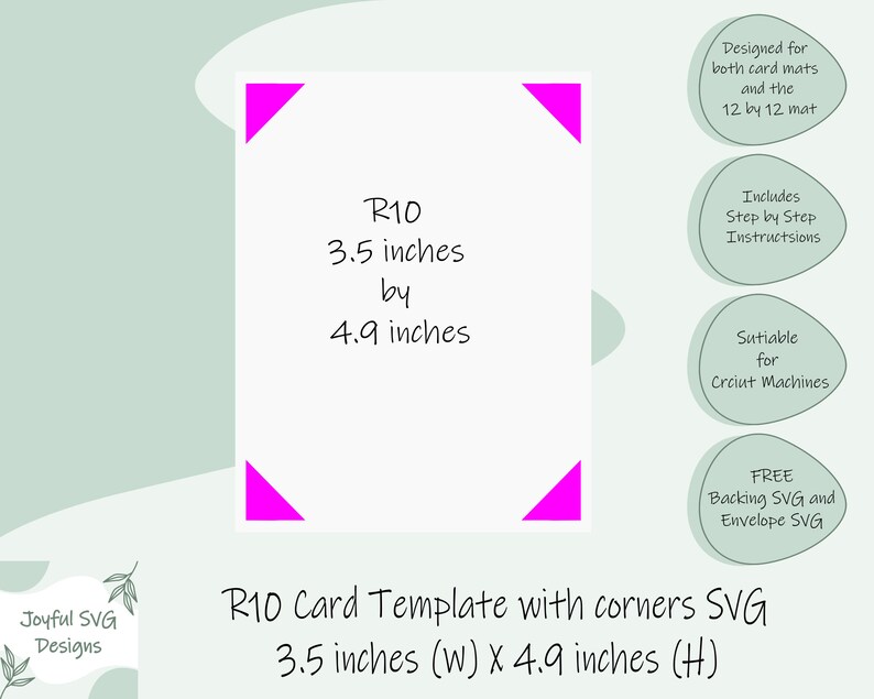 SVG: Set of 8 R10 Insert Card Template With Corners SVG, DIY Card ...