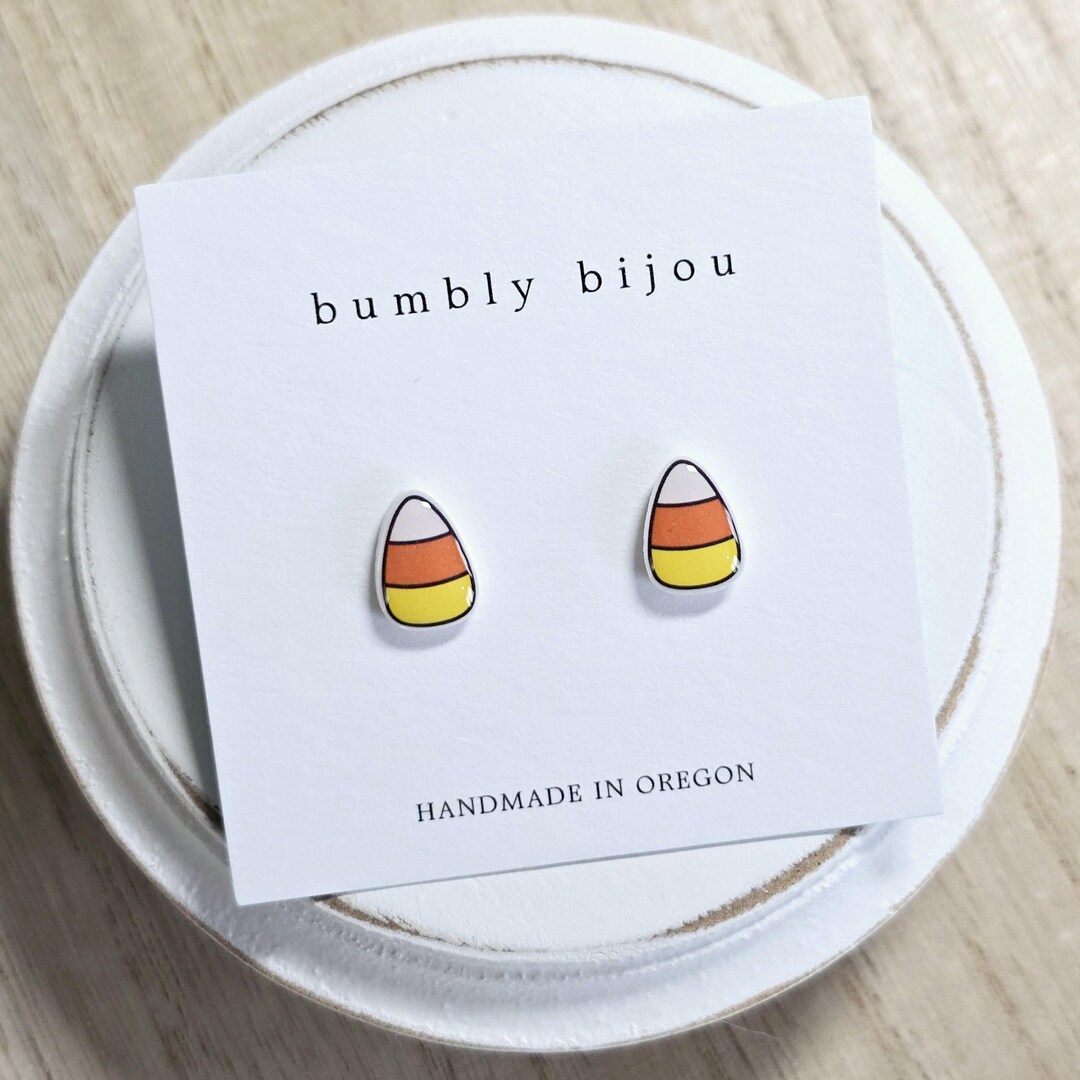 CANDY CORN Earrings / Hypoallergenic Titanium Posts / Fall Autumn ...
