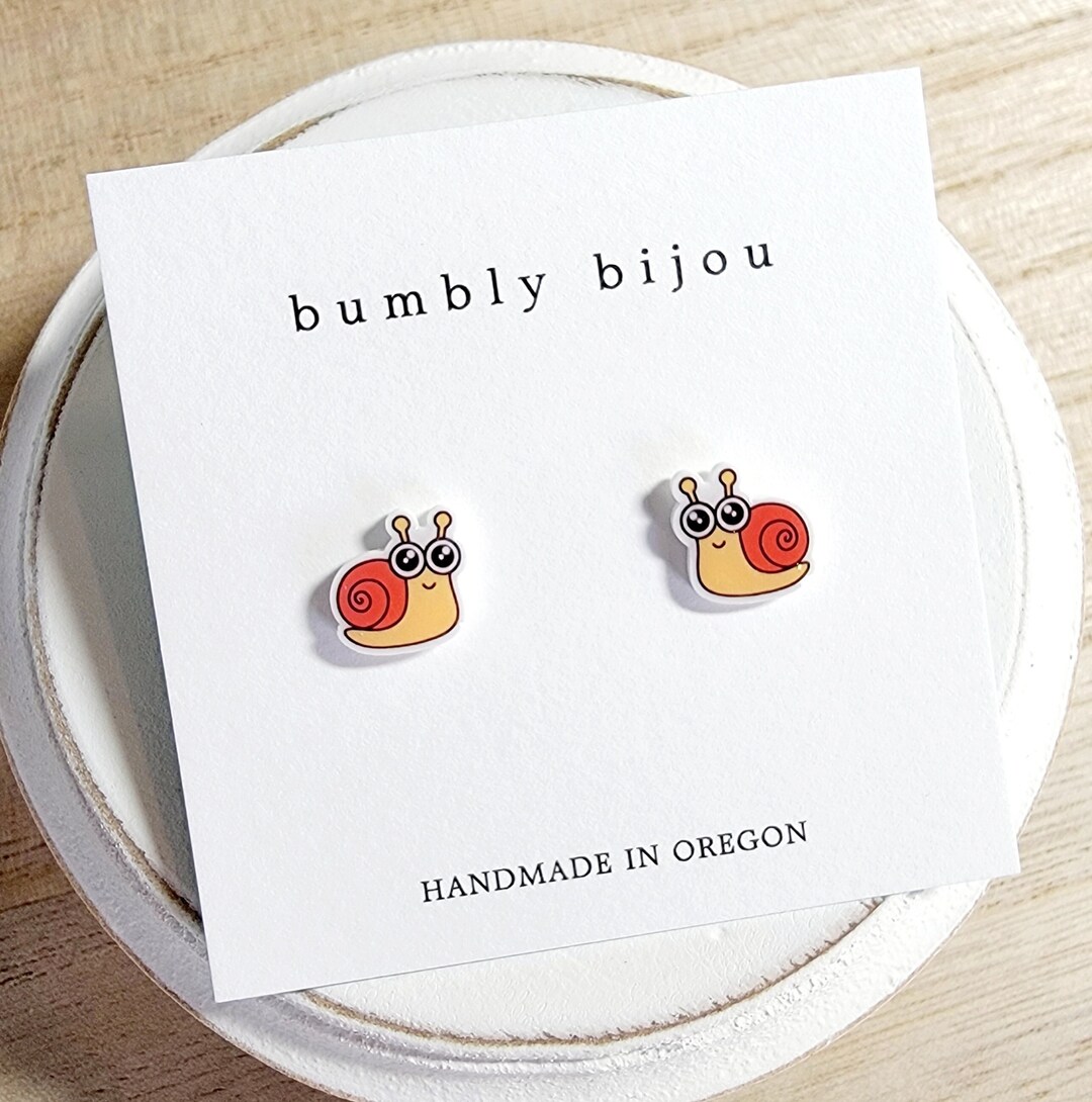SNAIL Earrings / Hypoallergenic Titanium Post / Snail Stud Earrings ...