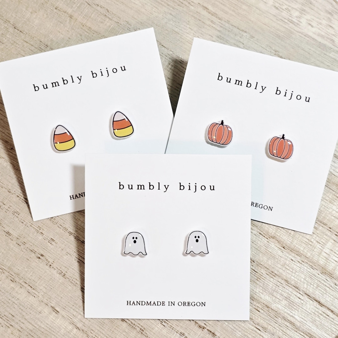 HALLOWEEN BUNDLE (3 Pairs) / Hypoallergenic Titanium Posts / Ghost ...