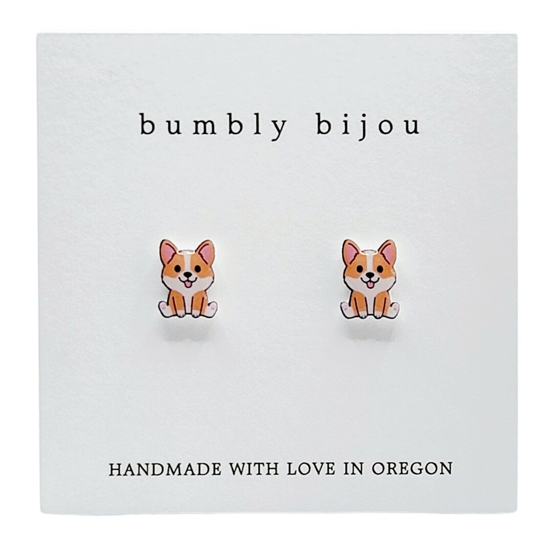 CORGI Stud Earrings / Hypoallergenic Titanium Posts / Corgi Lover Gift ...