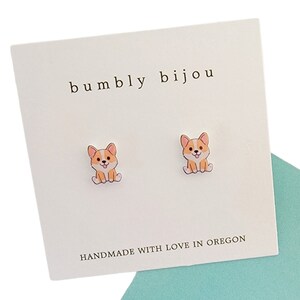 CORGI Stud Earrings / Hypoallergenic Titanium Posts / Corgi Lover Gift ...