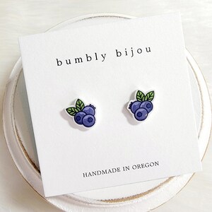 BLUEBERRY Earrings / Hypoallergenic Titanium Posts / Blueberries Small ...