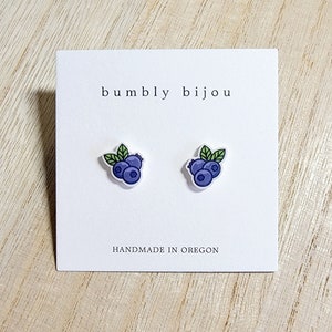 BLUEBERRY Earrings / Hypoallergenic Titanium Posts / Blueberries Small ...