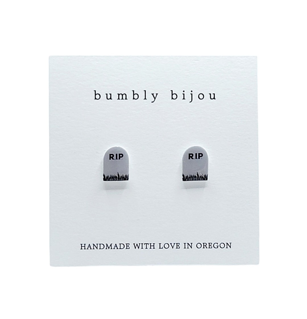 RIP Headstone Earrings / Hypoallergenic Titanium Posts / Halloween ...