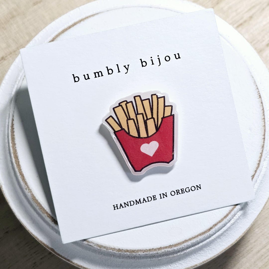 FRIES PIN / Secure Rubber Back/ Amphibian Cute Adorable Pink Salamander ...