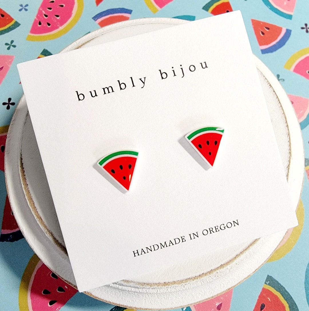 WATERMELON SLICE Earrings / Hypoallergenic Titanium Post / Summer ...