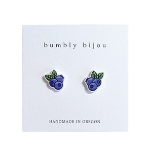 BLUEBERRY Earrings / Hypoallergenic Titanium Posts / Blueberries Small ...