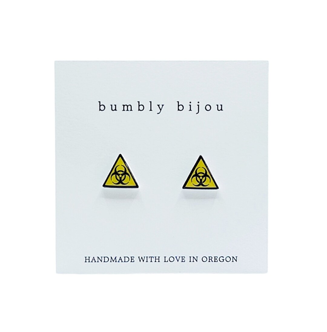 BIOHAZARD Earrings / Hypoallergenic Titanium Posts / Zombie Toxic Men ...