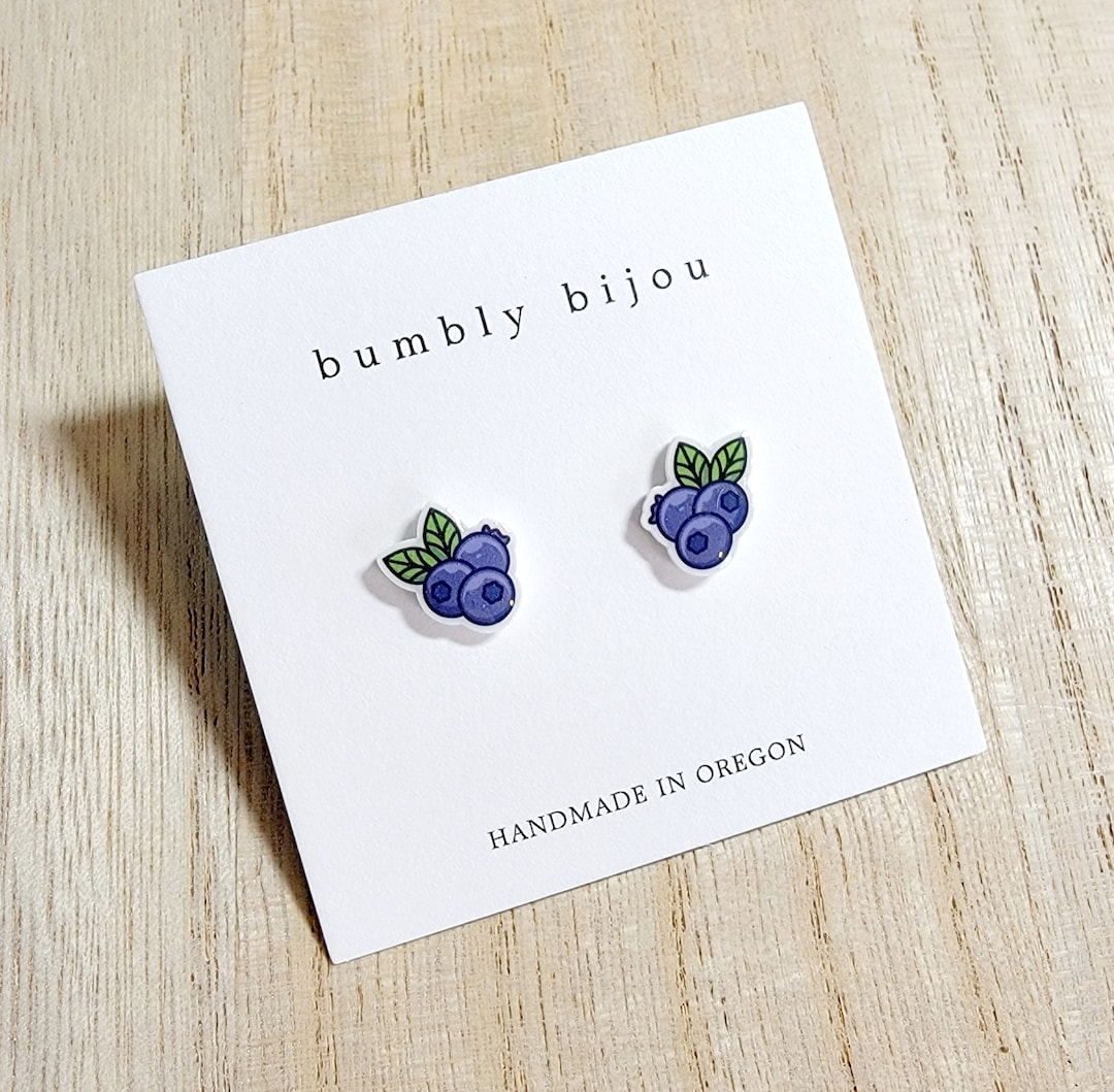BLUEBERRY Earrings / Hypoallergenic Titanium Posts / Blueberries Small ...