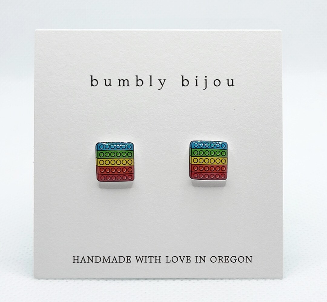 POP-IT Rainbow FIDGET Stud Earrings / Hypoallergenic Titanium Post ...