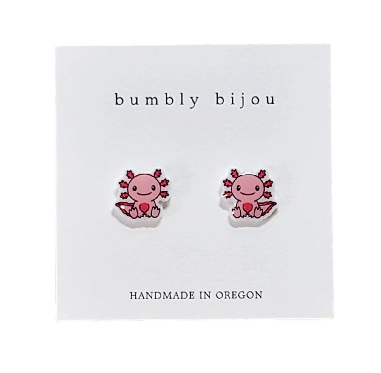 AXOLOTL EARRINGS / Hypoallergenic Titanium Stud Post / Amphibian Cute ...