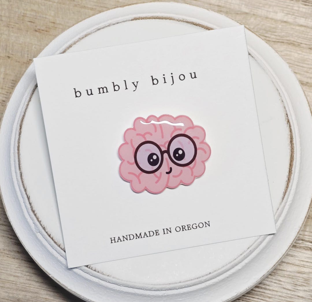 BRAIN LAPEL PIN - Smart Brain With Glasses / Graduate Gift / Smarty ...