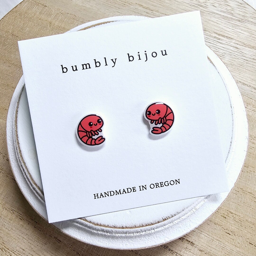 SHRIMP Earrings/ Titanium Posts / Cute Earrings / Cute Shrimp / Gift ...