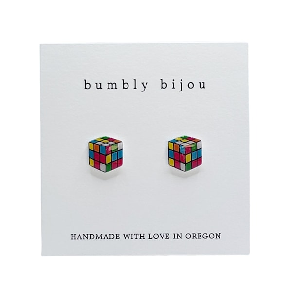 Cube Stud Earrings - Etsy