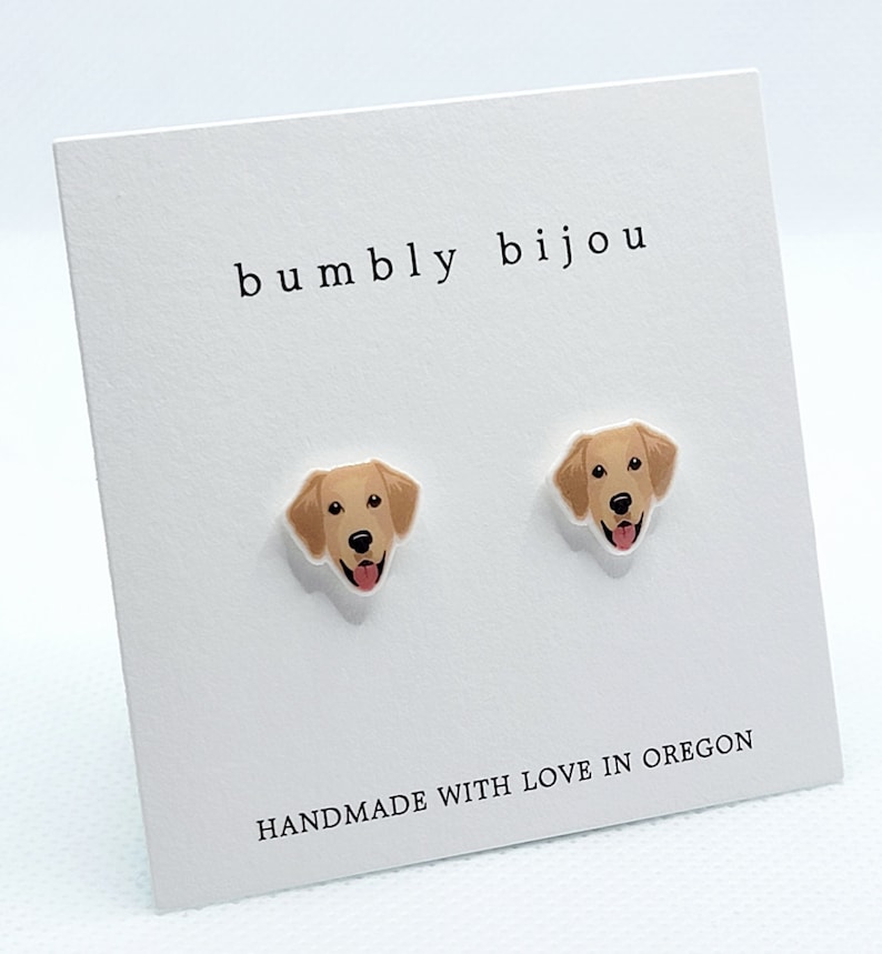 GOLDEN RETRIEVER / LABRADOR Stud Earrings /hypoallergenic Titanium Post ...
