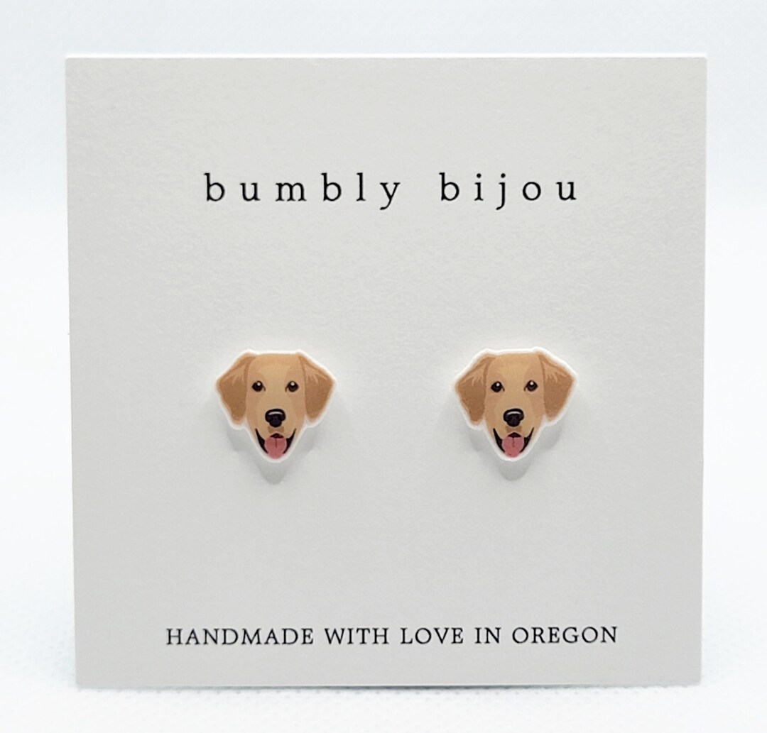 GOLDEN RETRIEVER / LABRADOR Stud Earrings /hypoallergenic Titanium Post ...