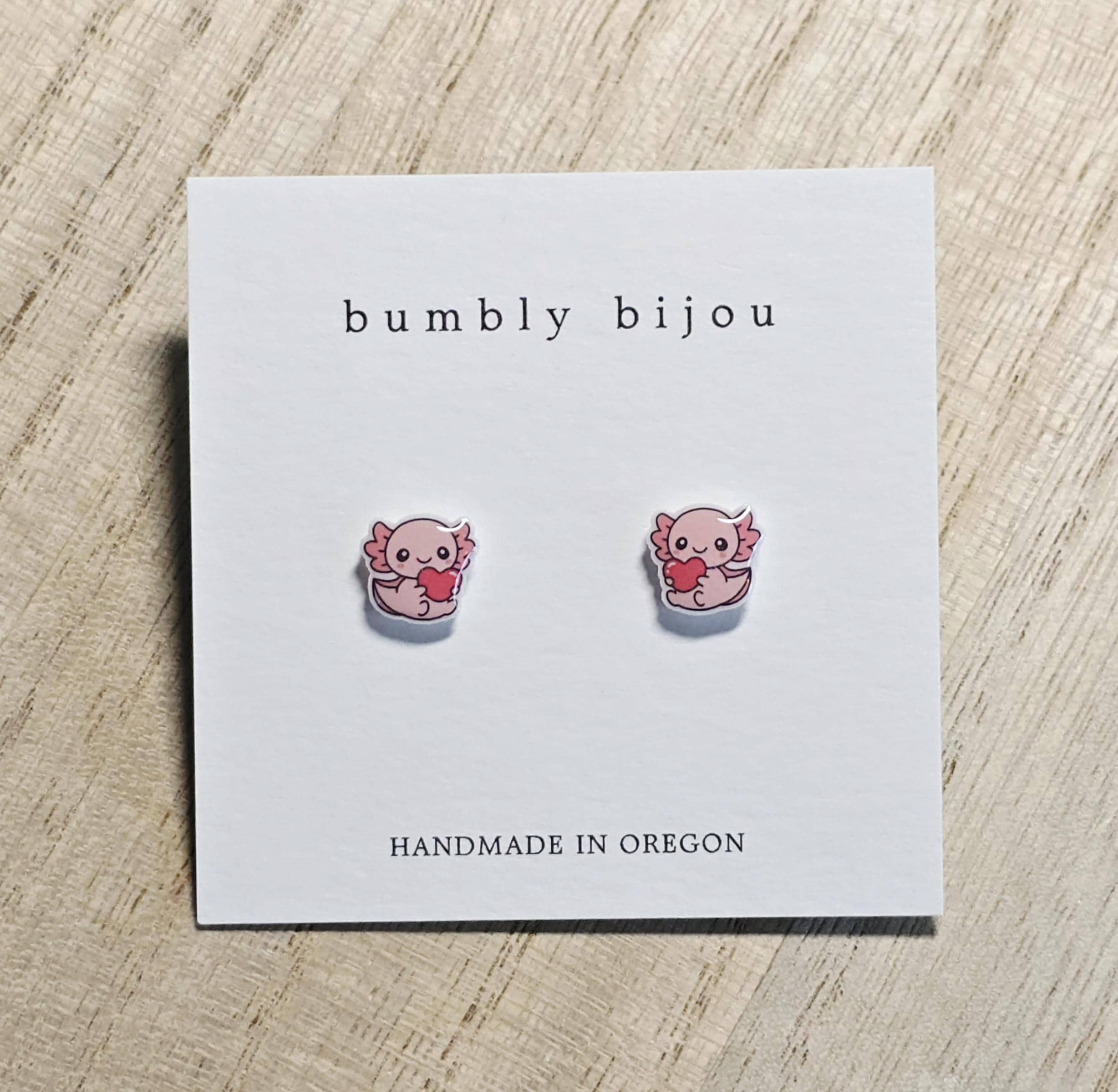 AXOLOTL LOVE EARRINGS / Hypoallergenic Titanium Stud Post /amphibian ...