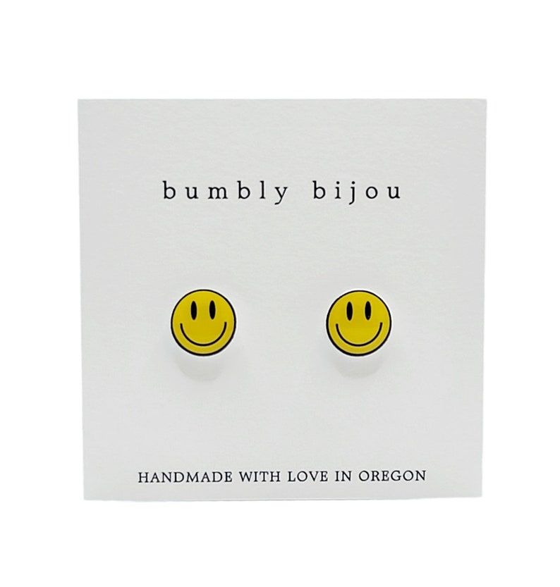 SMILEY FACE Earrings / Hypoallergenic Titanium Posts / Yellow - Etsy
