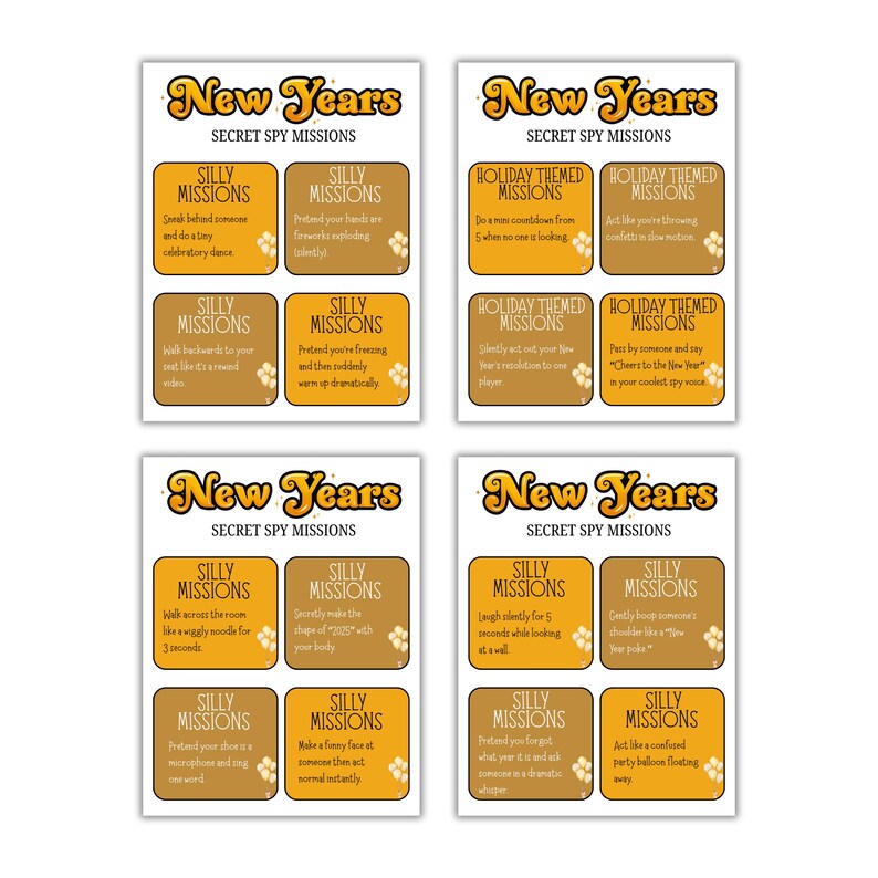 New Year’s Secret Spy Mission Game Printable | Kids Fun Party Activity ...