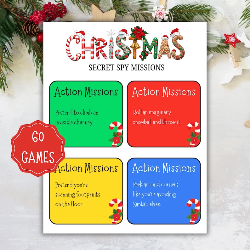Christmas Secret Spy Missions Printable, Fun Kids Spy Challenges ...