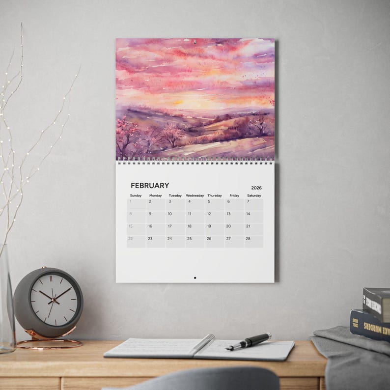 Watercolor Landscape Calendar 2026 | Wall Calendar, Scenic Monthly ...