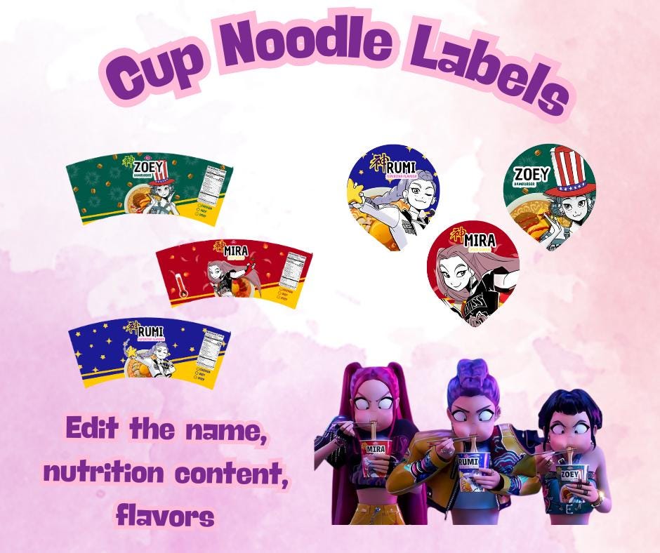Kpop Cup Noodle Label Template: Editable Ramen Party Favor (digital ...