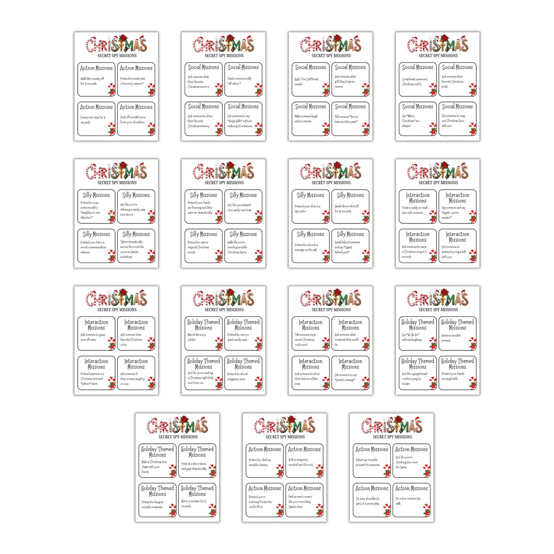 Christmas Secret Spy Missions Printable, Fun Kids Spy Challenges ...