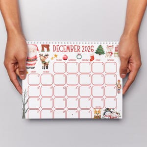 2026 Calendar Printable, Kids Cute Watercolor Monthly Calendar ...