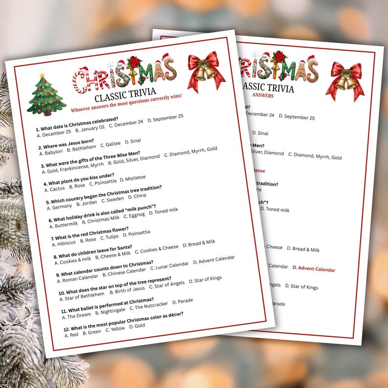 Jeu-questionnaire de Noël à imprimer, Quiz sur les fêtes pour enfants ...