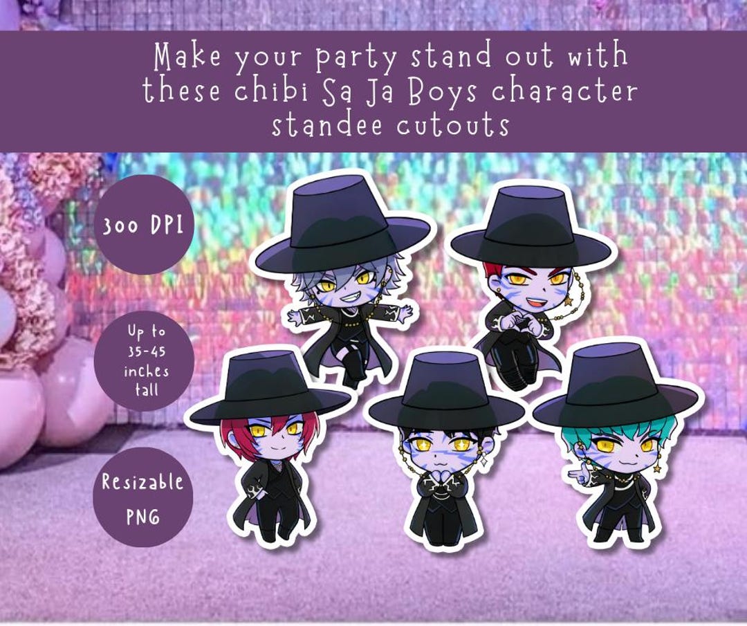 Chibi Kpop Idol Boys Standee Cutouts, Spooky Halloween Party Decor ...