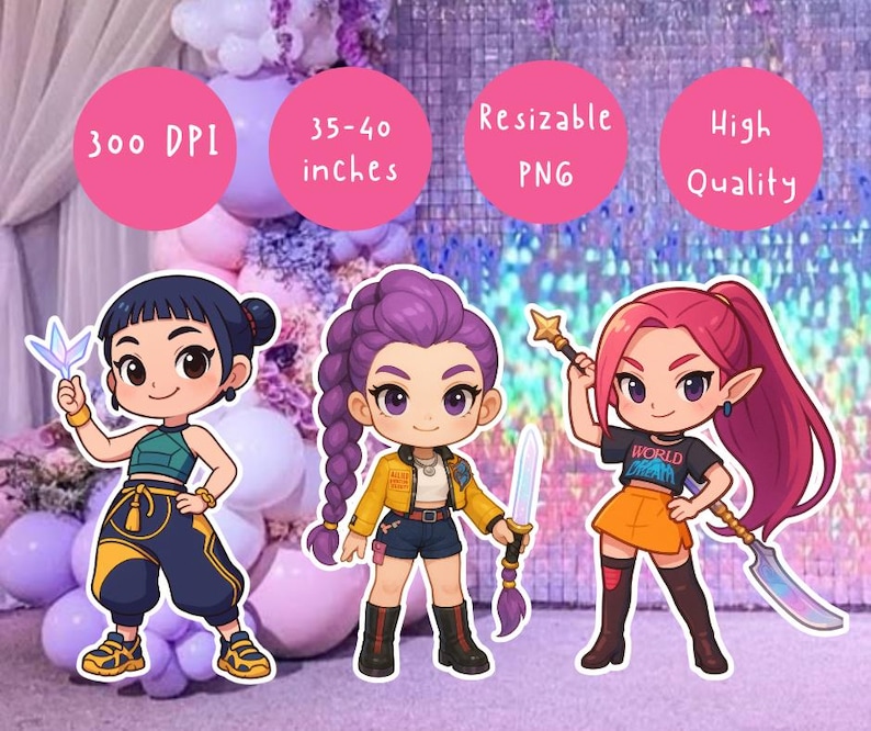 Printable Chibi Kpop Demon Hunter Printable Standee Cut Outs, Kpop ...